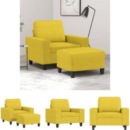 Sessel mit Hocker Hellgelb 60 cm Stoff - Sofas - Gelb - The Living Store