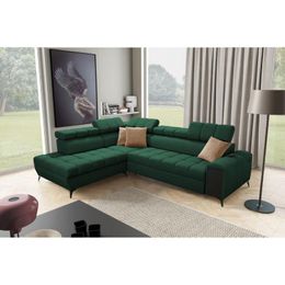 Kaiser Modernes, modisches, elegantes Ecksofa mit Schlaffunktion greco vii Avra Grün Links