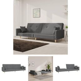 The Living Store - Schlafsofa 2-Sitzer mit 2 Kissen Hellgrau Stoff - Sofas - Grau