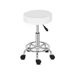 Flasidu - Rollhocker Höhenverstellbar 10cm Polsterung 360°,50-65cm Sitzhöhe Fußstütze Küche Büro Arbeitshocker Bürohocker Drehhocker Hocker