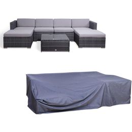 Lugano Gartenlounge Set mit Abdeckhaube Gartenmöbel Gartensofa Grau - SVITA