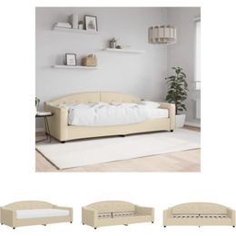 The Living Store Tagesbett mit Matratze Creme 90x200 cm Stoff - Betten & Bettgestelle