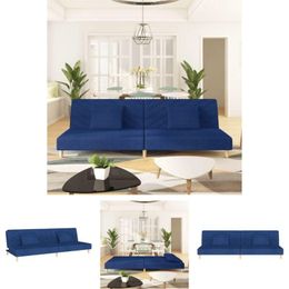 Schlafsofa 2-Sitzer mit 2 Kissen Blau Stoff - Sofas - Blau - The Living Store