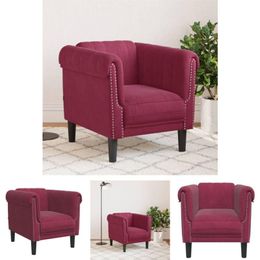 Sessel Weinrot Samt - Sofas - Rot - The Living Store