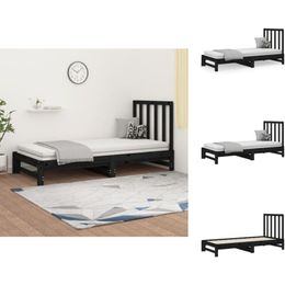 vidaXL - Betten & Bettgestelle - Living Tagesbett Ausziehbar Schwarz 2x(90x200) cm Massivholz Kiefer - Schwarz