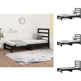 vidaXL - Betten & Bettgestelle - Living Tagesbett Ausziehbar Schwarz 2x(90x200) cm Massivholz Kiefer - Schwarz