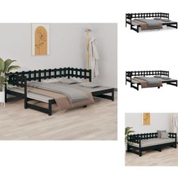 vidaXL - Betten & Bettgestelle - Living Tagesbett Ausziehbar Schwarz 2x(90x200) cm Massivholz Kiefer - Schwarz