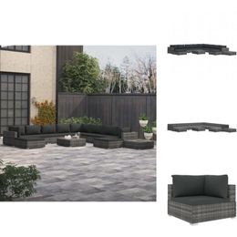 vidaXL - Gartenmöbel-Sets - Living 12-tlg. Garten-Lounge-Set mit Auflagen Poly Rattan Grau - Grau