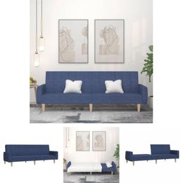 The Living Store - Schlafsofa 2-Sitzer Blau Stoff - Sofas - Blau