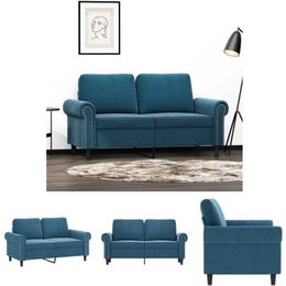 2-Sitzer-Sofa Blau 120 cm Samt - Sofas - Blau - The Living Store