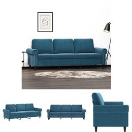 3-Sitzer-Sofa Blau 180 cm Samt - Sofas - Blau - The Living Store