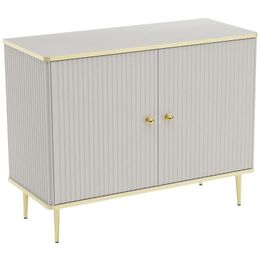 Pascal Morabito - Highboard mit 2 Türen - mdf & Stahl - Beige & Goldfarben - sinead von