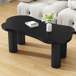 Okwish - Unregelmäßiger Couchtisch in Knochenform, Länge 113 cm, Breite 58 cm, Höhe 40,5 cm, MDF-Platte und PVC-Beine, mit Filzbasis, unregelmäßiger