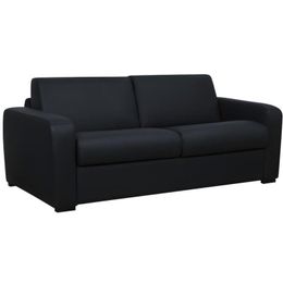 Vente-unique - Schlafsofa mit Matratze 4-Sitzer - Matratze 18 cm - Leder - Schwarz - bevis