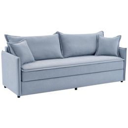 Vente-unique - Sofa mit Schlaffunktion 3-Sitzer - Sitzfläche mit Memory Schaum - Stoff - Blau - seraba