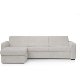 Ecksofa mit Schlaffunktion mit Matratze - Ecke wechselbar - Cord - Beige - FLAVIEN