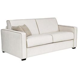 Vente-unique - Sofa 4-Sitzer mit Matratze - Strukturstoff - Beige - Sitzfläche mit Memory Schaum - Matratze 14 cm - frapali