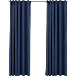 vidaXL - Verdunkelungsvorhänge Haken Leinenoptik 2 Stk. Blau 140x225cm