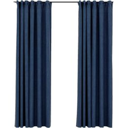 vidaXL - Verdunkelungsvorhänge Haken Leinenoptik 2 Stk. Blau 140x245cm