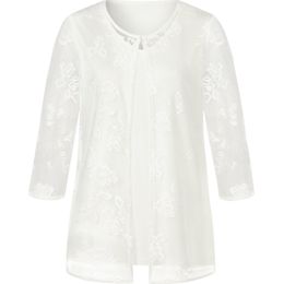 CR&Eacute;ATION L Damen 2-in-1-Shirt mit Bl&uuml;ten-Spitze ecru Gr&ouml;&szlig;e 38