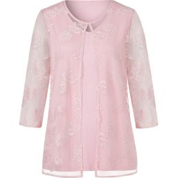 CR&Eacute;ATION L Damen 2-in-1-Shirt mit Bl&uuml;ten-Spitze ros&eacute; Gr&ouml;&szlig;e 40
