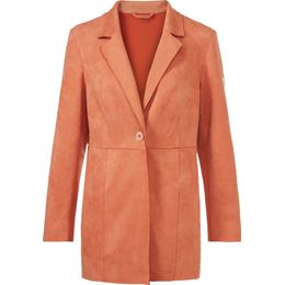 CR&Eacute;ATION L Damen Longblazer in Veloursleder-Optik papaya Gr&ouml;&szlig;e 38