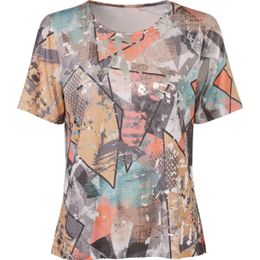 CR&Eacute;ATION L Damen Shirt mit Druck allover papaya-ecru-bedruckt Gr&ouml;&szlig;e 38