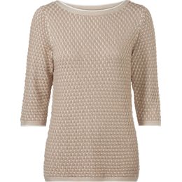 CRÉATION L Damen 3/4 Arm-Pullover mit Strukturmuster beige-ecru-gemustert Größe 40