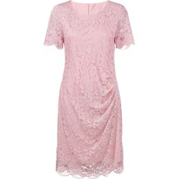 CR&Eacute;ATION L Damen Spitzenkleid mit Falten ros&eacute; Gr&ouml;&szlig;e 40