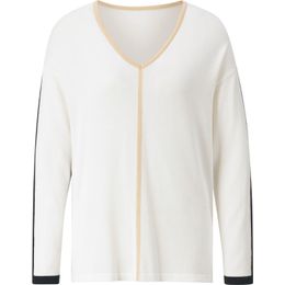 CR&Eacute;ATION L Damen Langarm-Pullover mit Kontraststreifen ecru Gr&ouml;&szlig;e 38