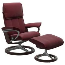 Relaxsessel stressless "Admiral", rot (bordeaux batick), B:93cm H:103cm T:79cm, Leder BATICK: BATICK ist ein leicht korrigiertes, durchgefärbtes und genarbtes Möbelleder, bei dem die meisten Unebenheiten und Spuren in der Regel entfernt wurden., Sessel, mit Signature Base, Größe M & L, Gestell Wenge