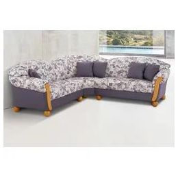 Ecksofa Home Affaire "Milano, L-Form", lila (flieder, flieder geblümt), B:233cm H:83cm T:233cm, Sofas, gleichschenklig