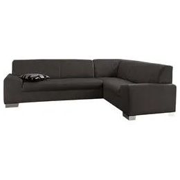 Ecksofa DOMO collection "Alisson L-Form" Sofas Gr. B/H/T: 249cm x 75cm x 181cm, Microfaser, langer Schenkel links, ohne Bettfunktion, grau (anthrazit) wahlweise mit Bettfunktion