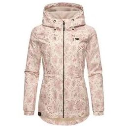 Outdoorjacke Ragwear "Dankka Spring" Gr. XXL (44), rosa (hellrosa) Damen Jacken stylische Übergangsjacke mit floralem Allover-Print