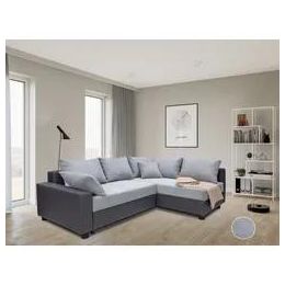 Ecksofa Collection AB "Parma L-Form" Sofas Gr. B/H/T: 224cm x 42cm x 161cm, Kunstleder-Cord, grau (grau, hellgr) mit Schlaffunktion und Bettkasten, inklusive Kissen, Bonellfederkern