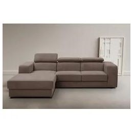 Ecksofa Inosign "Cherry" Sofas Gr. B/H/T: 270cm x 76cm x 192cm, Luxus-Microfaser Chenille, Ottomane links, Ottomane links, braun Ecksofa mit verstellbaren Kopfteilen, Schlaffunktion & Bettkasten