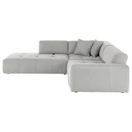 Ecksofa 3C Candy "Yoshy L-Form" Sofas Gr. B/H/T: 285cm x 74cm x 268cm, Flachgewebe, langer Schenkel rechts, silberfarben (silber) Zwei verschiedene Sitztiefen durch verstellbare Rückenlehne