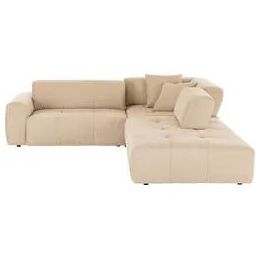 Ecksofa 3C Candy "Yoshy L-Form" Sofas Gr. B/H/T: 285cm x 74cm x 268cm, Flachgewebe, langer Schenkel rechts, beige (natur) Zwei verschiedene Sitztiefen durch verstellbare Rückenlehne