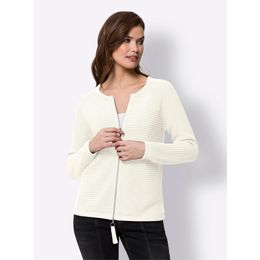 Heine Witt Damen Strickjacke in dezentem Glanz, ecru, Gr&ouml;&szlig;e 38