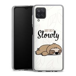 DeinDesign Galaxy A12 Handy Silikon H&uuml;lle Case transparent Handyh&uuml;lle Sloth Animals Lazy Sunday Silikon Case