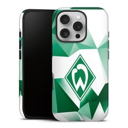 DeinDesign iPhone 16 Pro Handy Panzer Handyh&uuml;lle robuste Outdoor H&uuml;lle Schutzh&uuml;lle matt Tarnmuster Sv Werder Bremen Official Licensed Product Tough Case