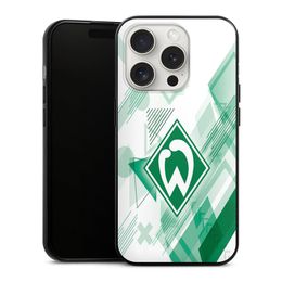DeinDesign iPhone 15 Pro Handy Slim Case extra d&uuml;nn Silikon Handyh&uuml;lle schwarz H&uuml;lle Official Licensed Product Sv Werder Bremen Muster Silikon Slim Case