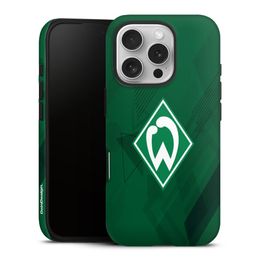 DeinDesign iPhone 16 Pro Handy Panzer Handyh&uuml;lle robuste Outdoor H&uuml;lle Schutzh&uuml;lle matt Sv Werder Bremen Official Licensed Product Coat Of Arms Tough Case