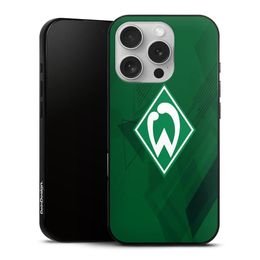 DeinDesign iPhone 16 Pro Handy Slim Case extra d&uuml;nn Silikon Handyh&uuml;lle schwarz H&uuml;lle Sv Werder Bremen Official Licensed Product Coat Of Arms Silikon Slim Case