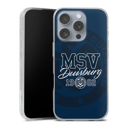 DeinDesign iPhone 16 Pro Handy Silikon H&uuml;lle Case transparent Handyh&uuml;lle Soccer Merchandise Msv Duisburg Silikon Case