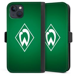 DeinDesign iPhone 13 Handy Klapph&uuml;lle Handyh&uuml;lle aus Kunst Leder schwarz Flip Case Merchandise Sv Werder Bremen Logo Sideflip mit Lasche