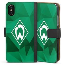 DeinDesign iPhone X Handy Klapph&uuml;lle Handyh&uuml;lle aus Kunst Leder schwarz Flip Case Camouflage Sv Werder Bremen Official Licensed Product Sideflip mit langer 