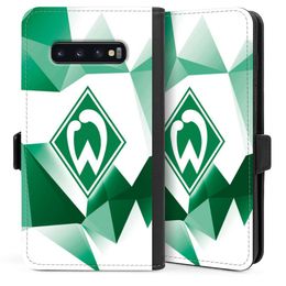 DeinDesign Galaxy S10 Plus Handy Klapph&uuml;lle Handyh&uuml;lle aus Kunst Leder schwarz Flip Case Tarnmuster Sv Werder Bremen Official Licensed Product Sideflip mit 