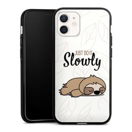 DeinDesign iPhone 12 mini Handy Silikon H&uuml;lle Case schwarz Handyh&uuml;lle Animals Sloth Lazy Sunday