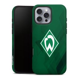 DeinDesign iPhone 16 Pro Max Handy Panzer Handyh&uuml;lle robuste Outdoor H&uuml;lle Schutzh&uuml;lle gl&auml;nzend Sv Werder Bremen Official Licensed Product Coat Of Arms Tough 